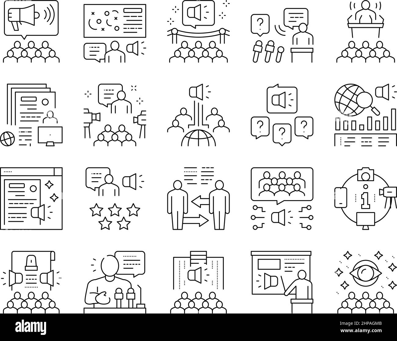 Pr Public Relations Collection Icons Set Vector Stock Vector Image ...