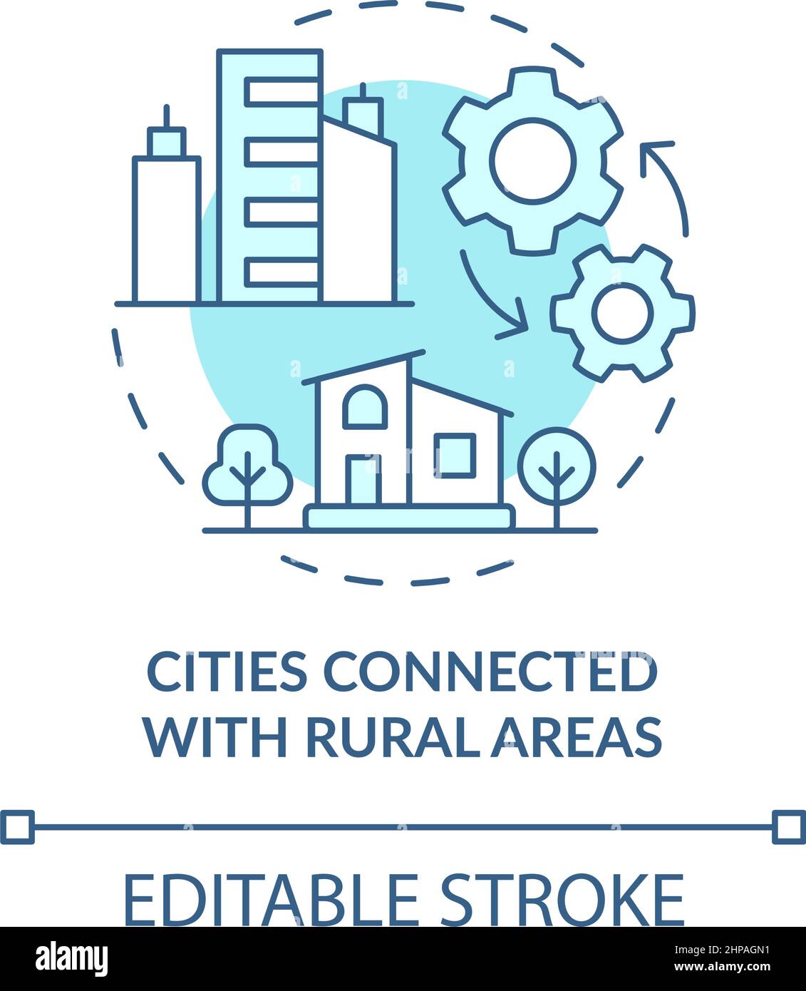 Cities connected with rural areas turquoise concept icon Stock Vector ...