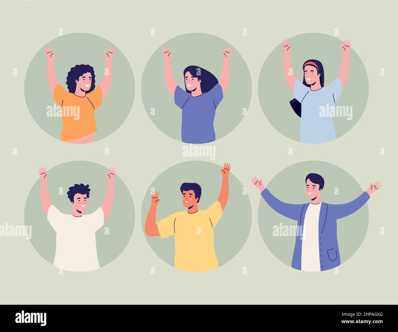 Woman hands up pose Stock Vector Images - Alamy