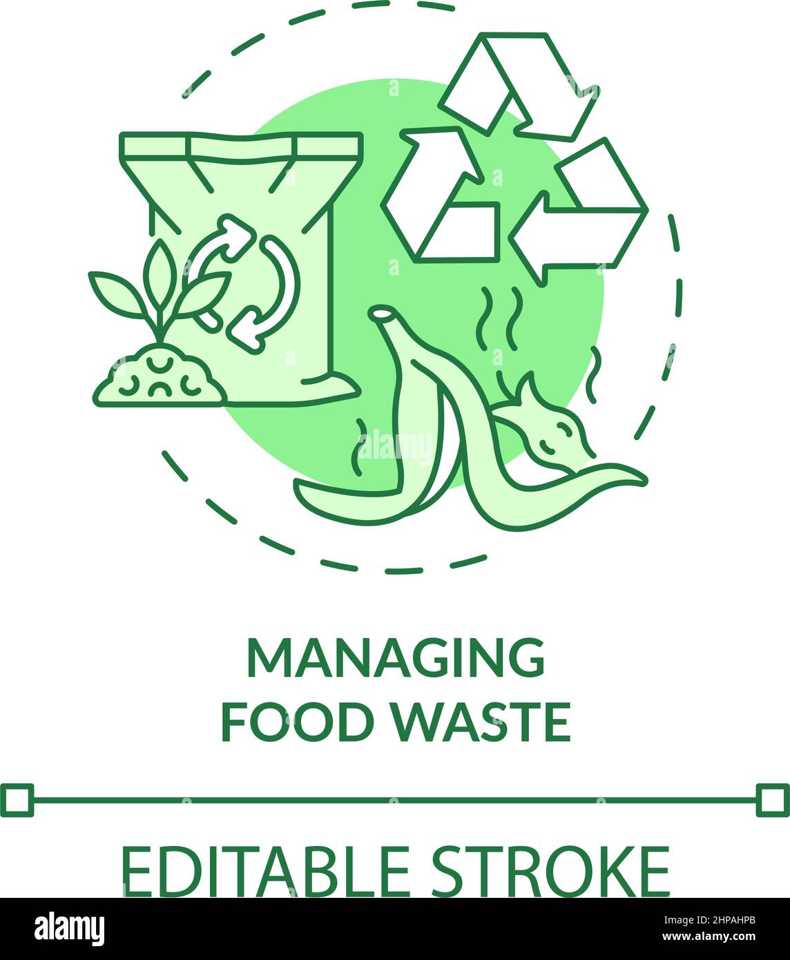 Managing food waste green concept icon Stock Vector Image & Art - Alamy