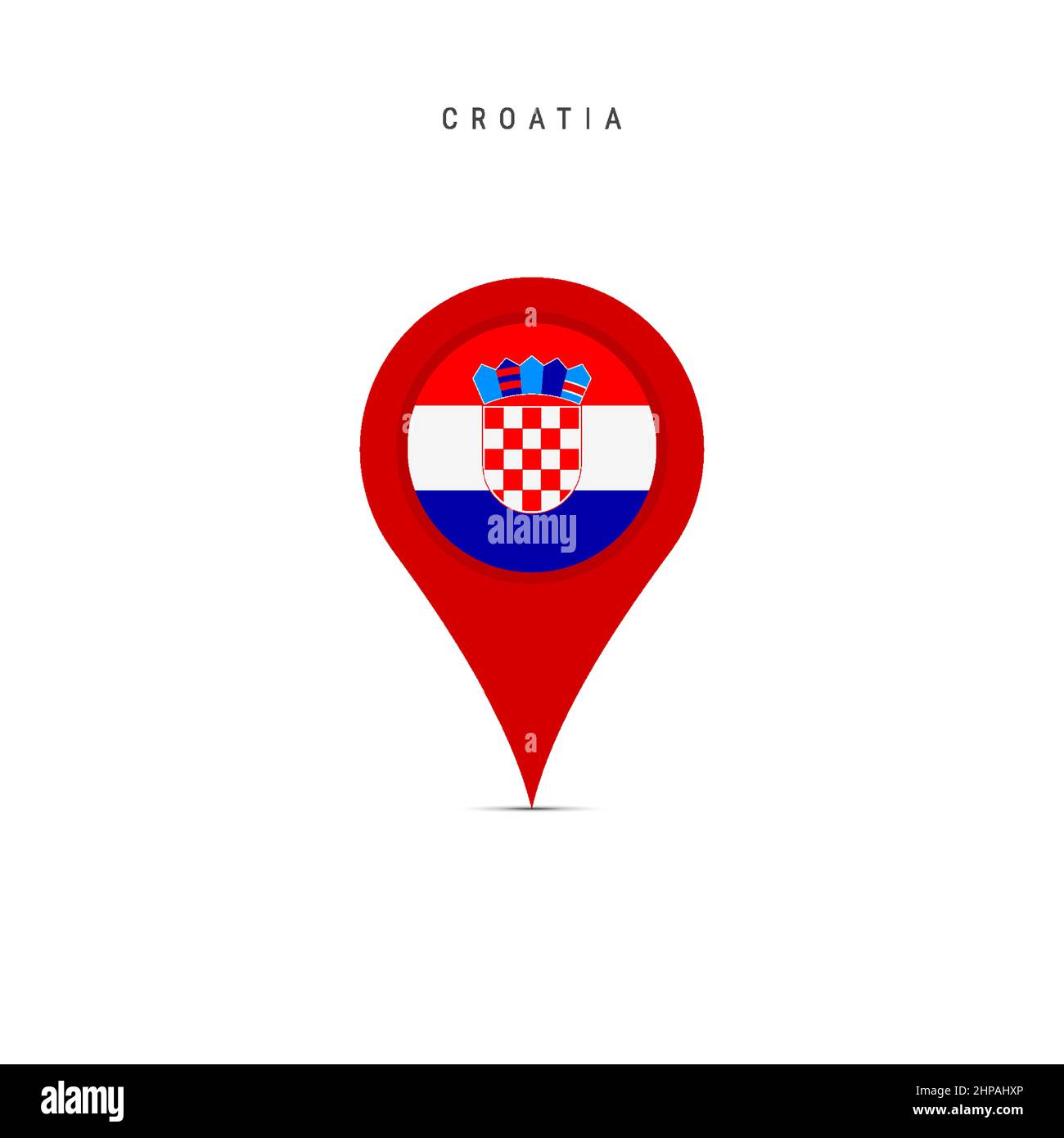 Teardrop map marker with flag of Croatia. Croatian flag inserted in the location map pin. Flat ...