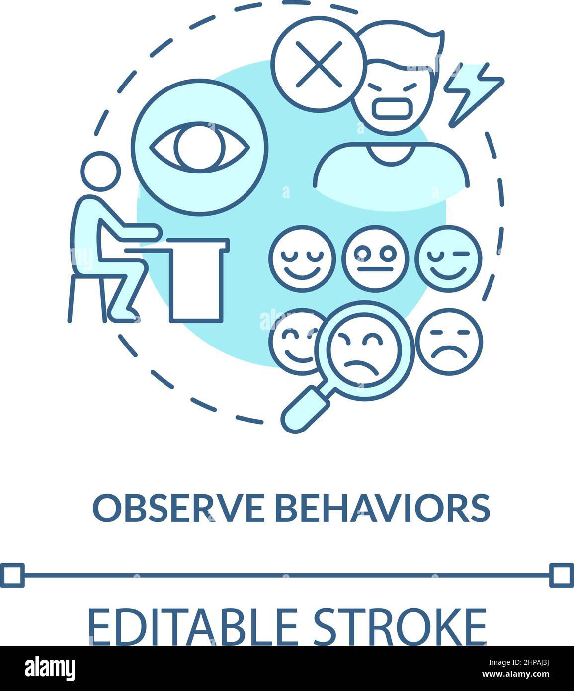 Observe behaviors turquoise concept icon Stock Vector Image & Art - Alamy