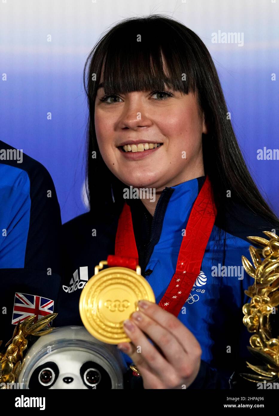Great Britain's Hailey Duff with their gold medal during a press ...