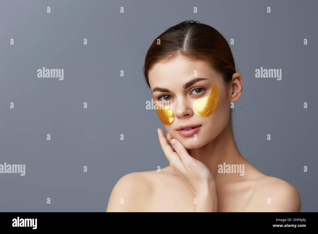 portrait woman patches rejuvenation skin care fun isolated background ...