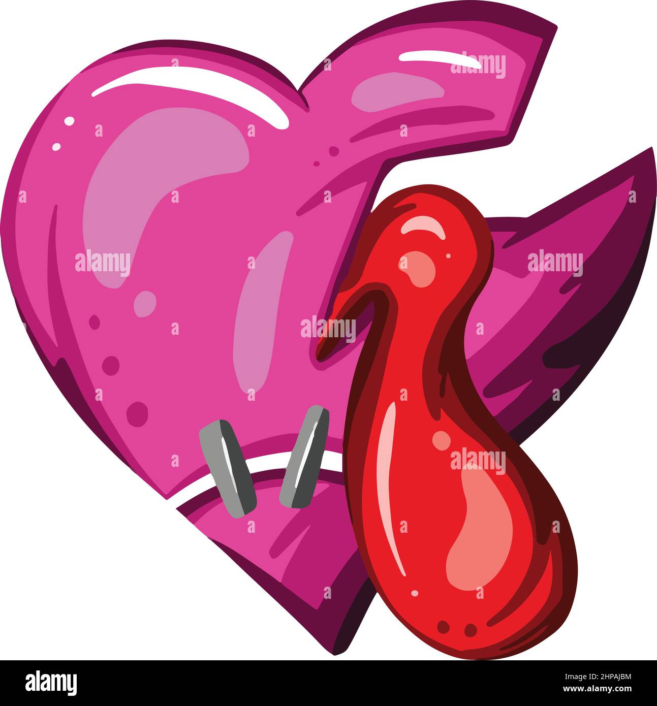 Green Dead Zombie Heart Cartoon Illustration with Blood and for ...
