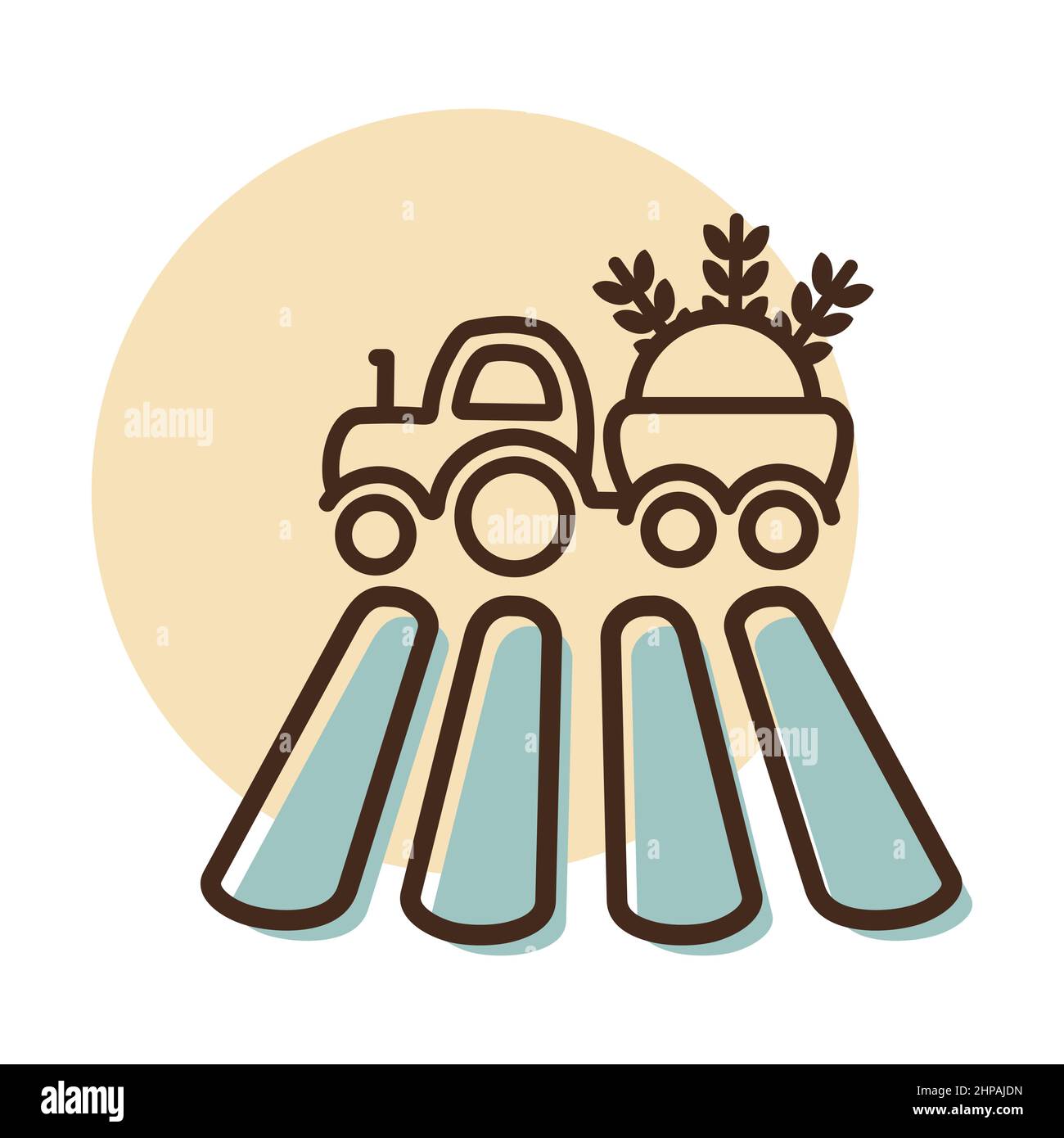 Tractor on field flat icon. Agriculture sign. Graph symbol for your web ...