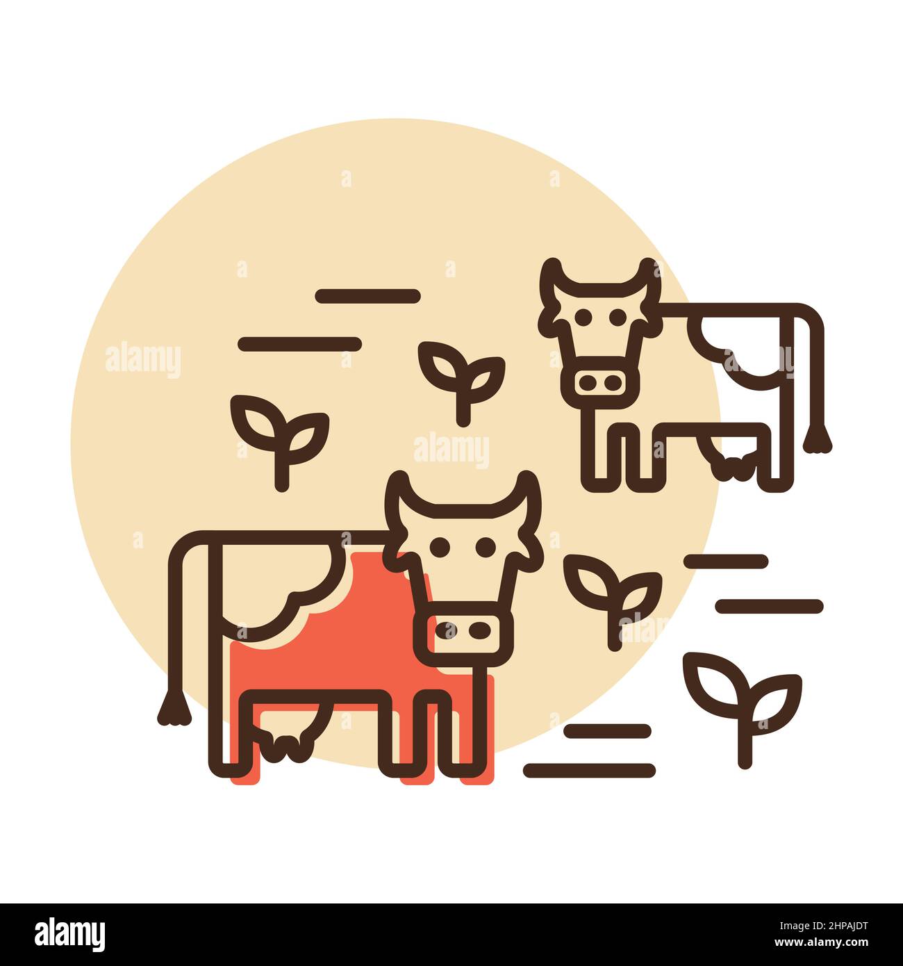 Cow on a pasture icon. Agriculture sign. Graph symbol for your web site ...