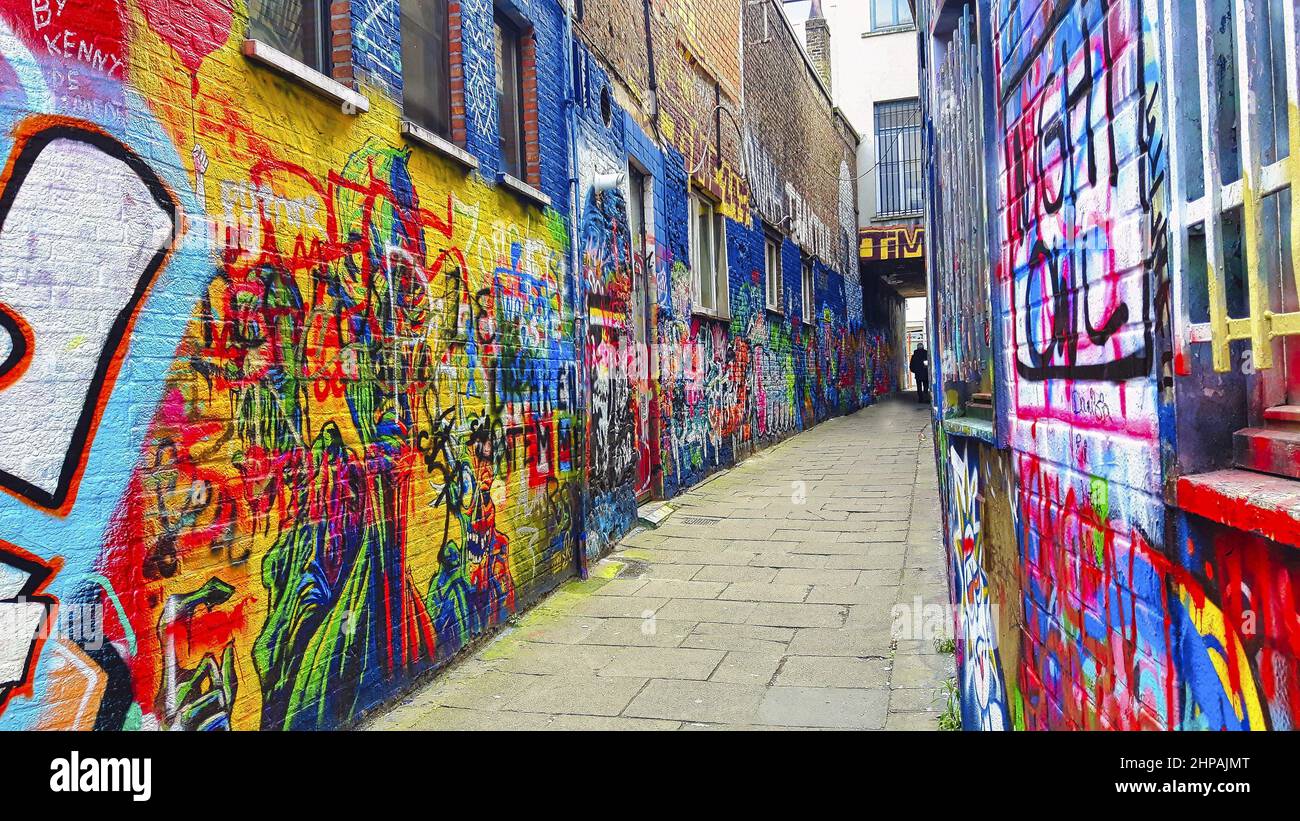 Shot of walls covered with graffiti in Belgium Stock Photo - Alamy
