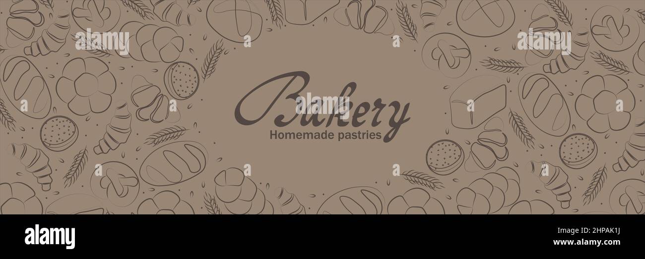 Trendy Vector horizontal background for bakery or cafe.Illustrations of ...