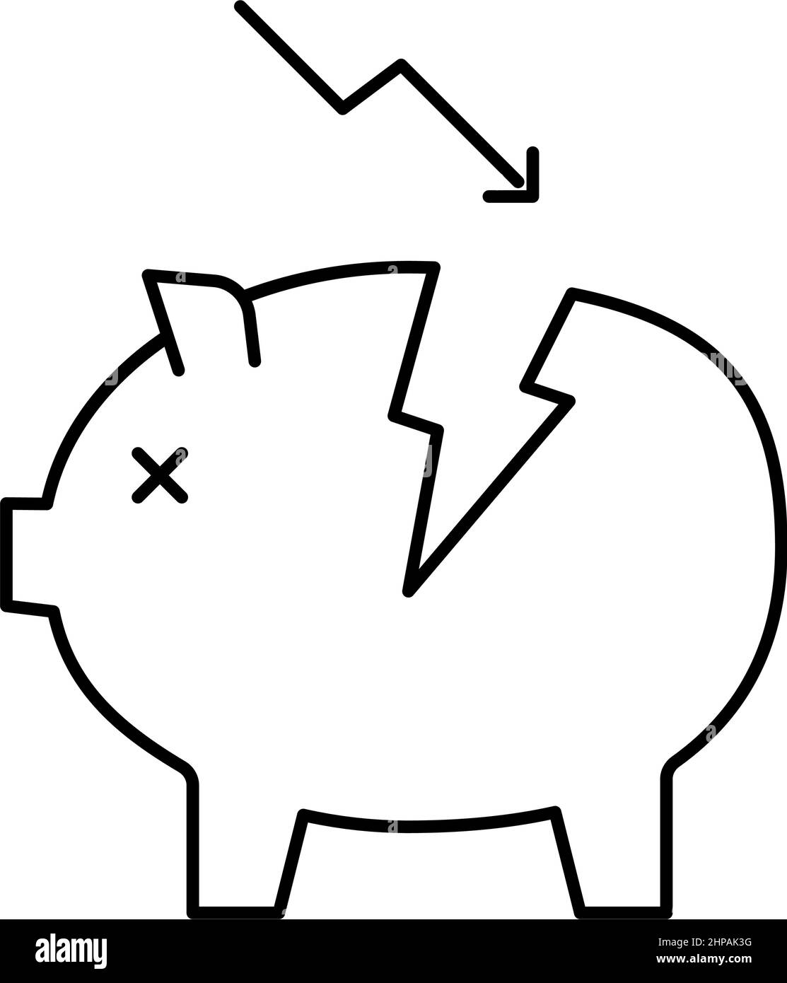 damaged money box line icon vector illustration Stock Vector Image ...