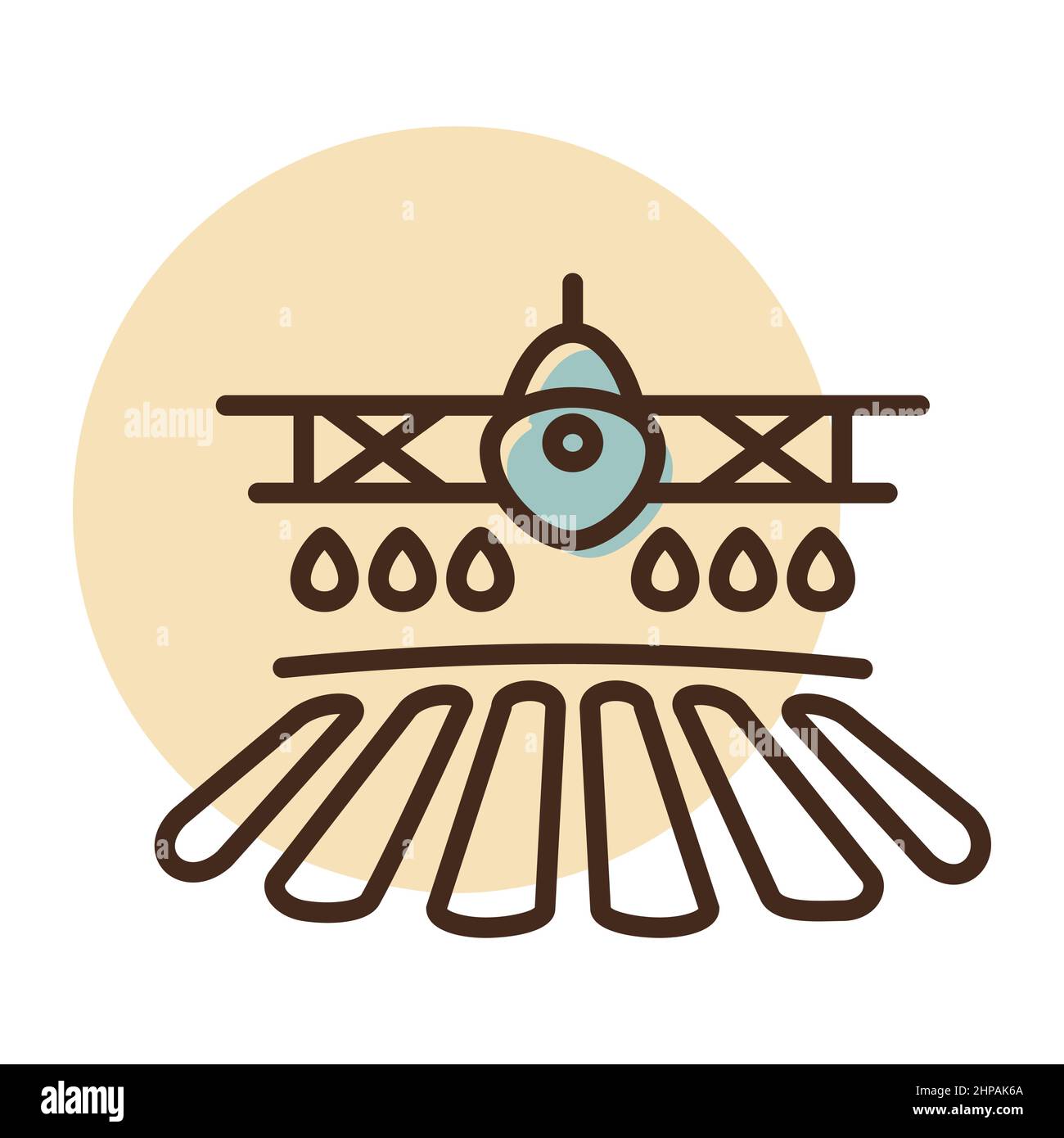 Crop duster airplane spraying a farm field icon. Agriculture sign ...