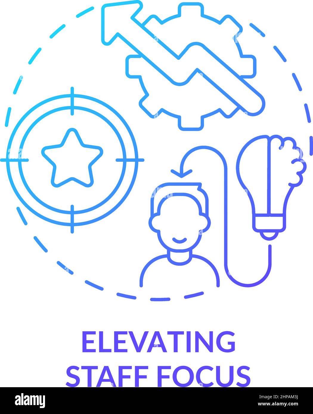 Elevating staff focus blue gradient concept icon Stock Vector Image ...