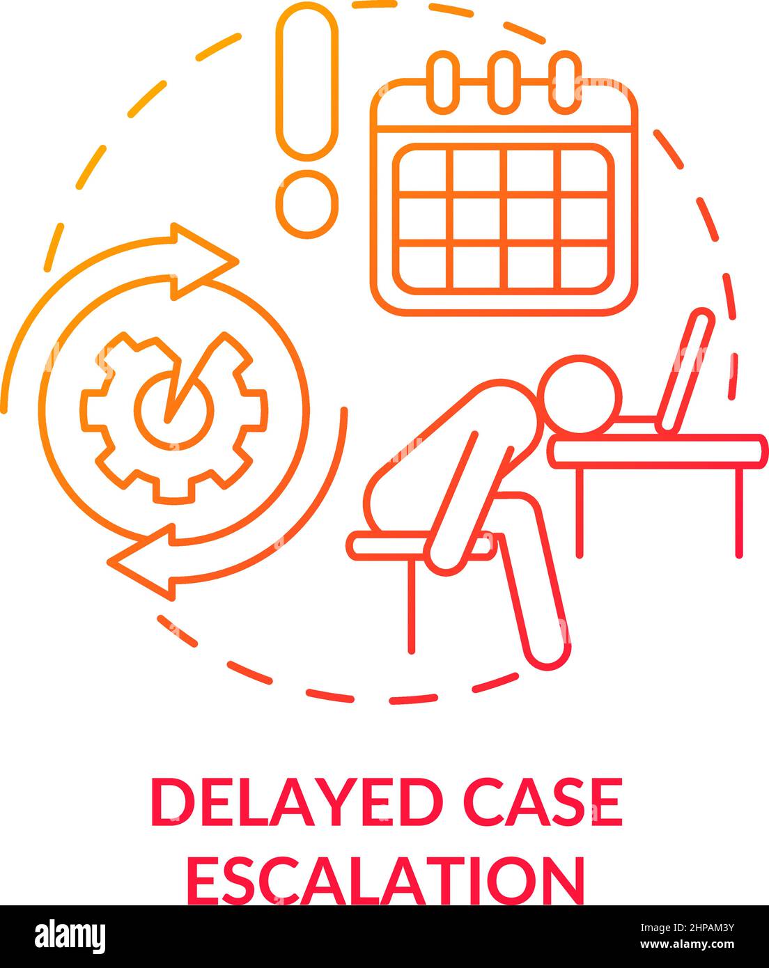 Delayed case escalation red gradient concept icon Stock Vector Image ...