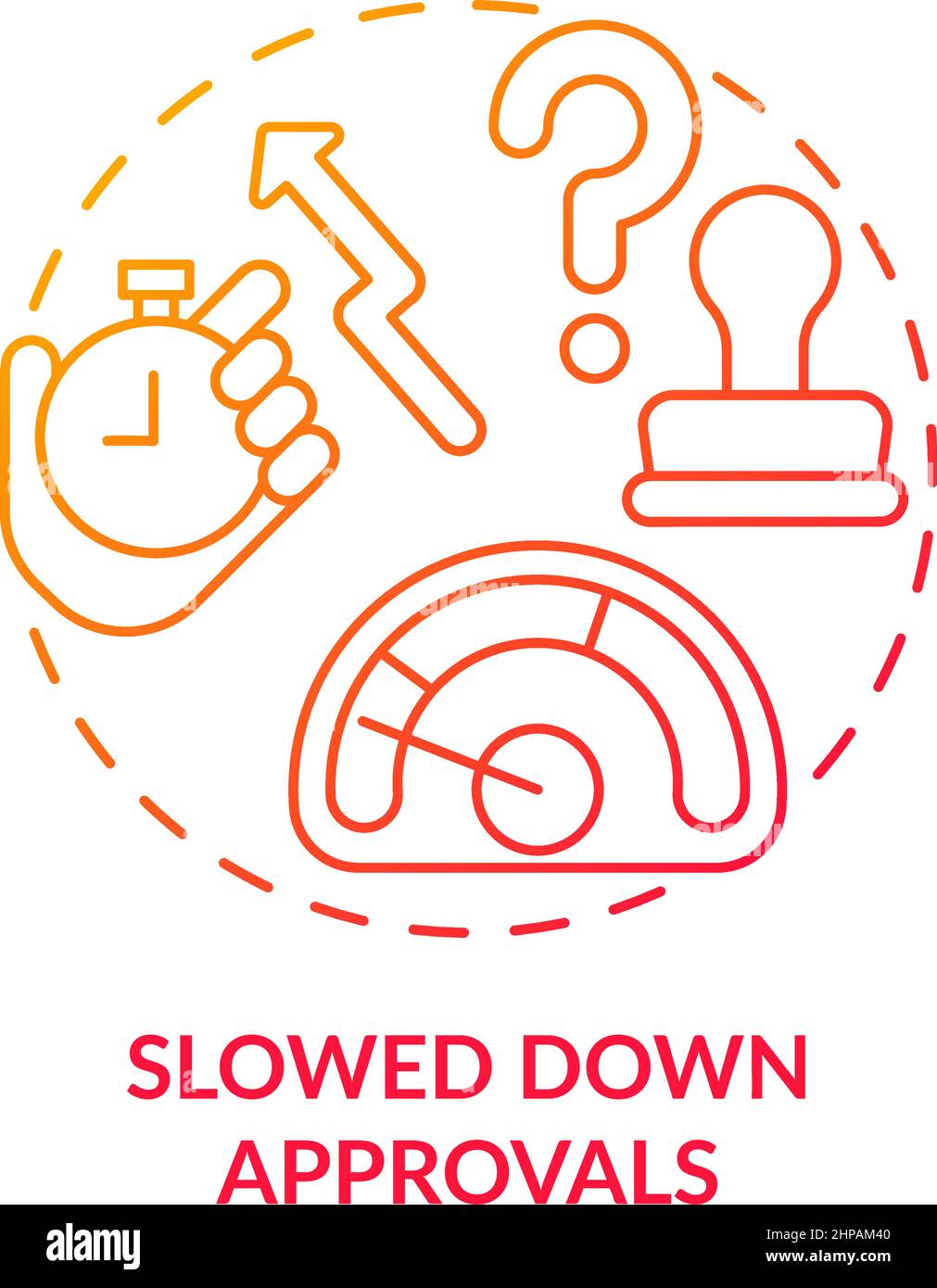 Slowed down approvals red gradient concept icon Stock Vector Image ...