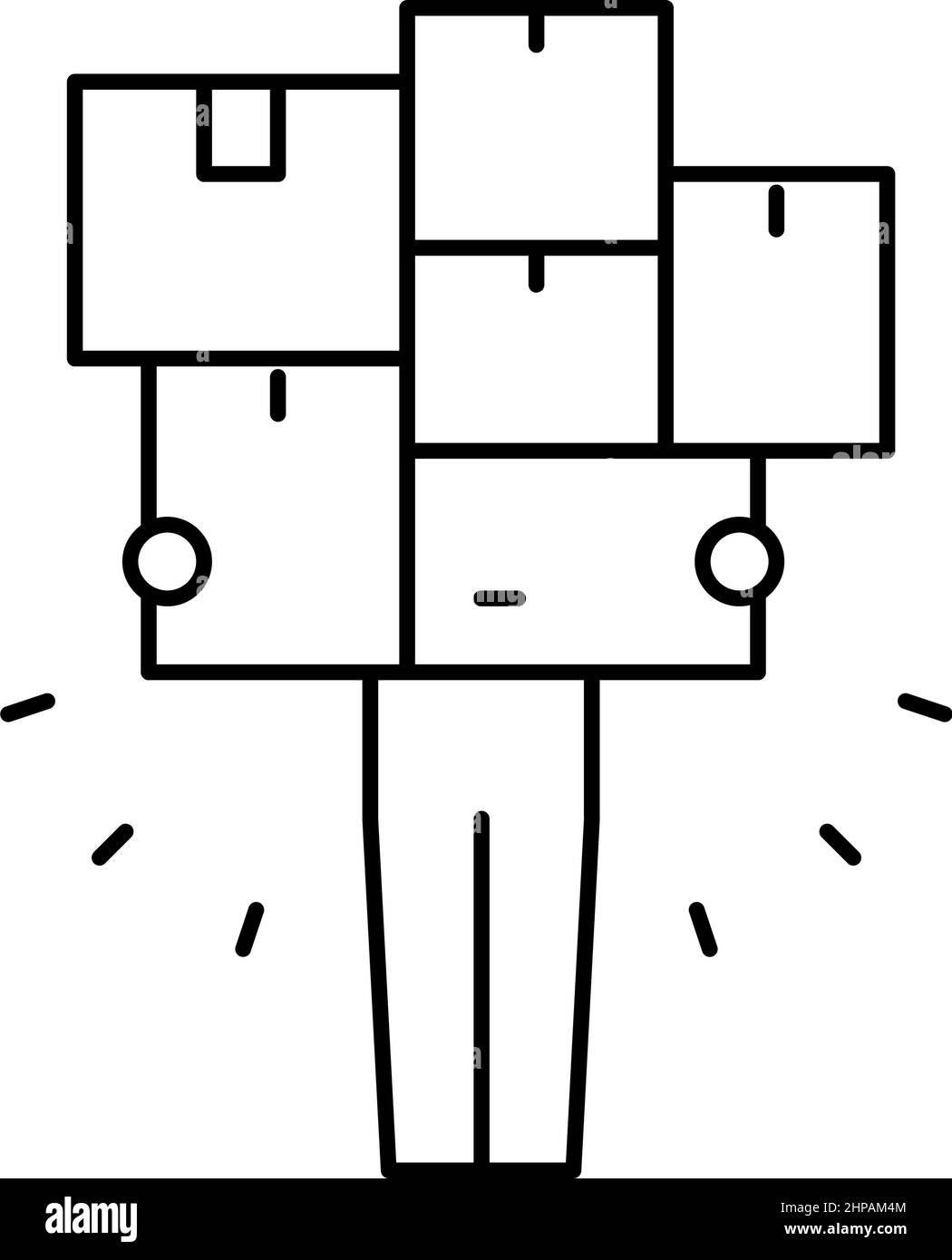 human with boxes pile line icon vector illustration Stock Vector Image ...