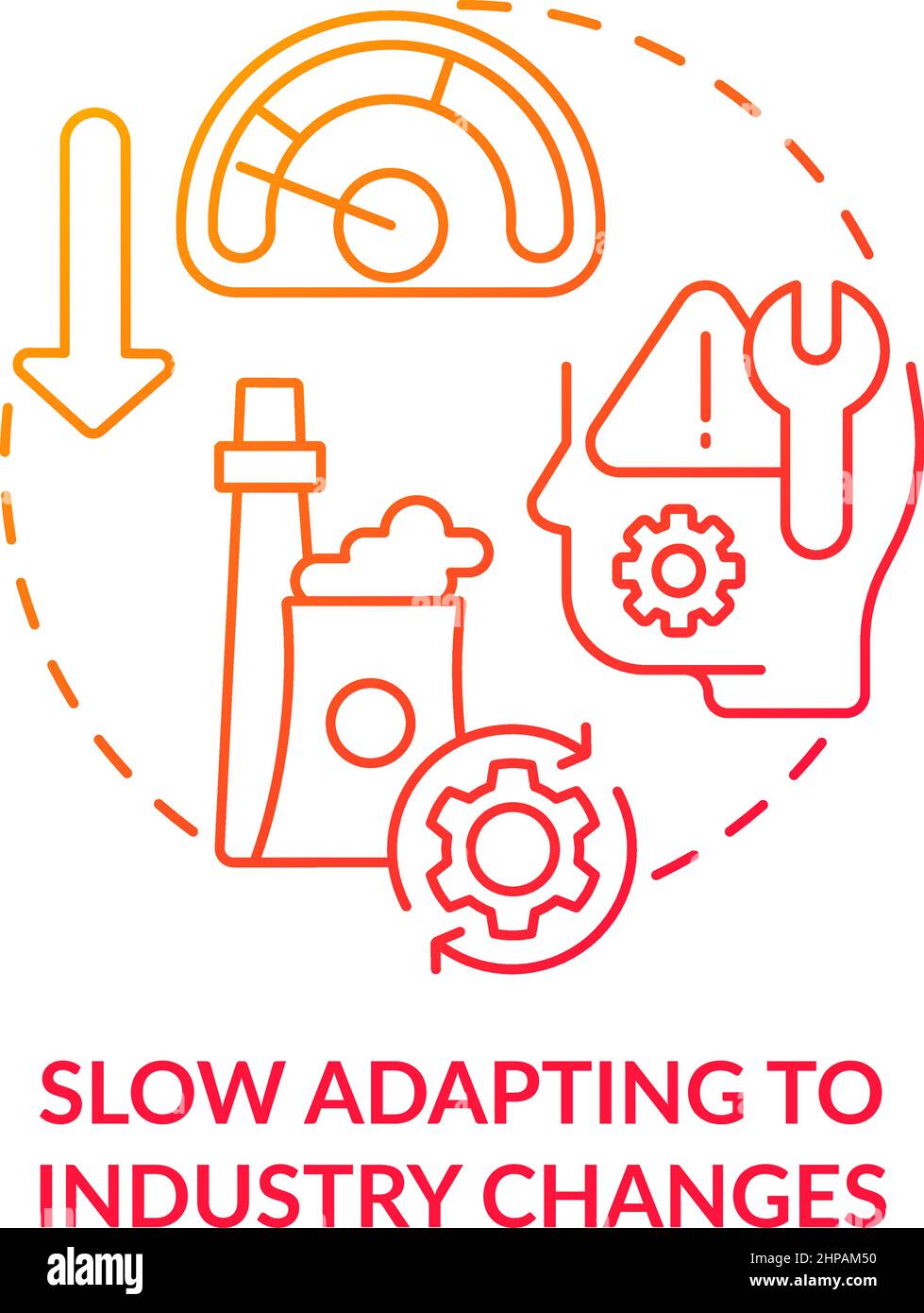 Slow adapting to industry changes red gradient concept icon Stock ...