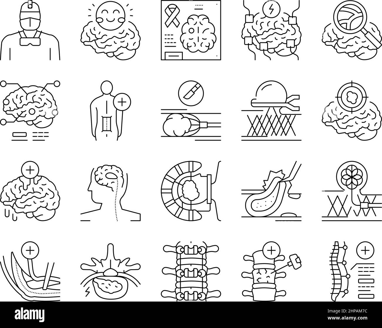 Neurosurgery Medical Treatment Icons Set Vector Stock Vector Image ...