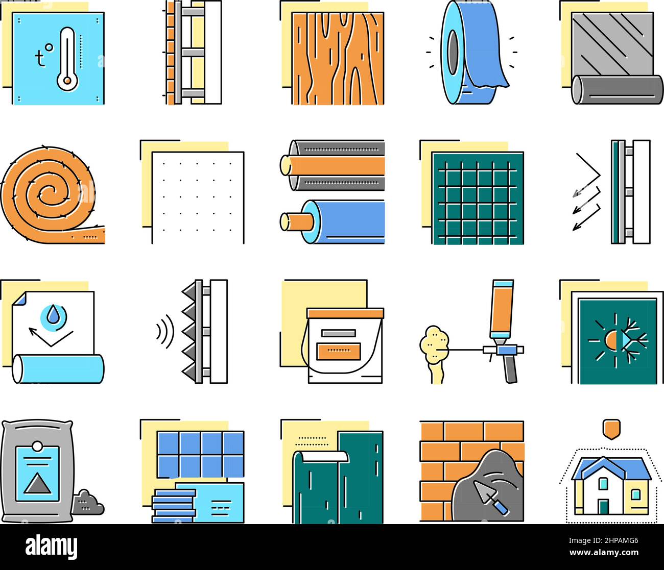 Insulation Building Collection Icons Set Vector Stock Vector Image ...