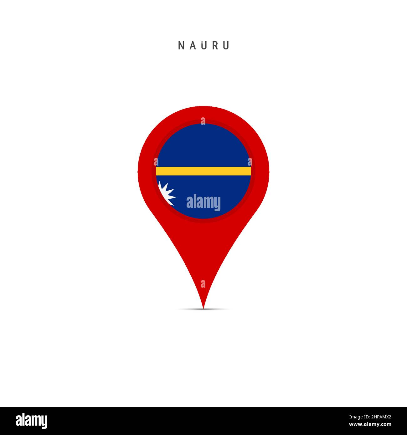 Teardrop map marker with flag of Nauru. Nauruan flag inserted in the location map pin. Flat ...