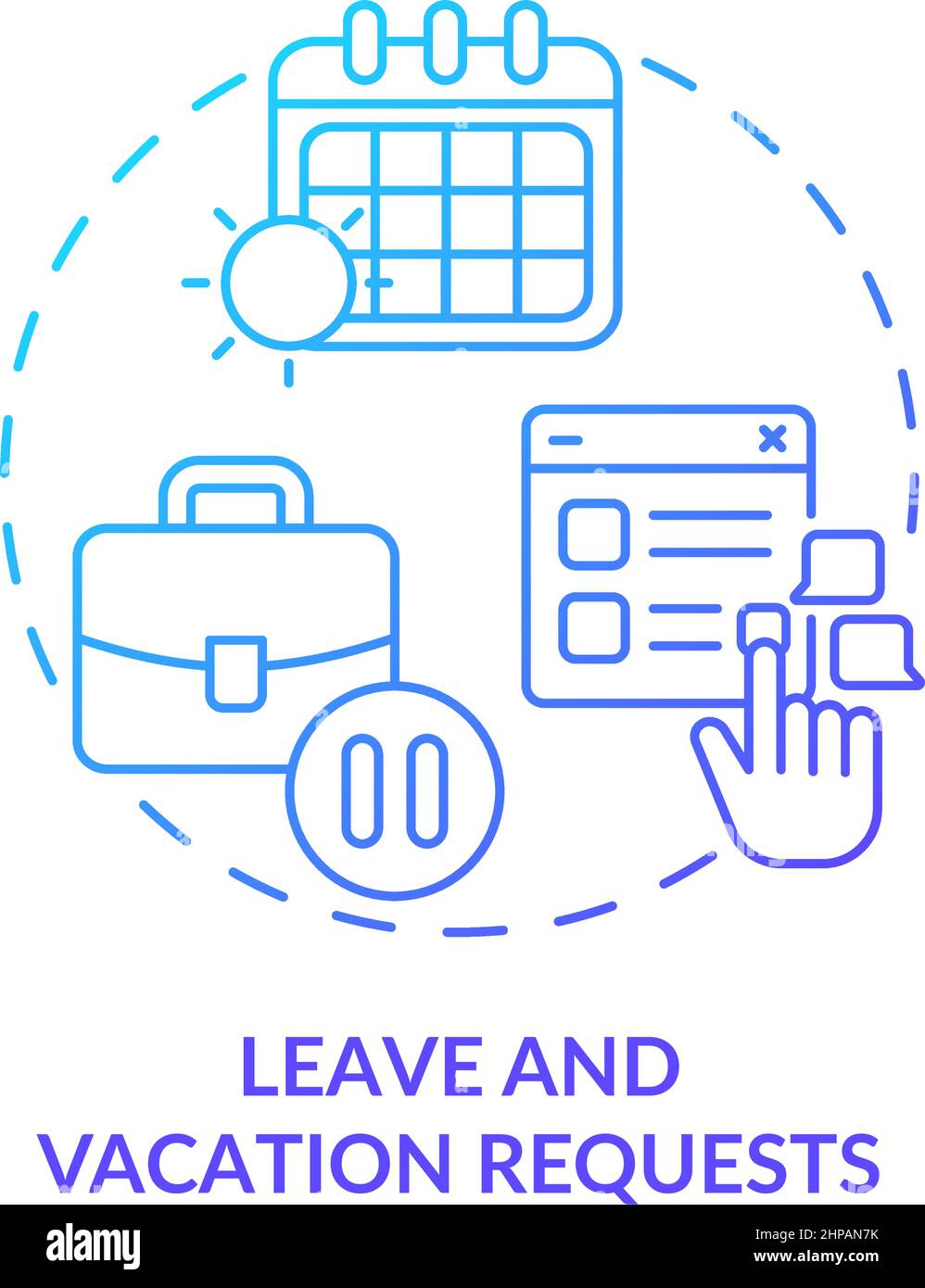Leave and vacation requests blue gradient concept icon Stock Vector ...