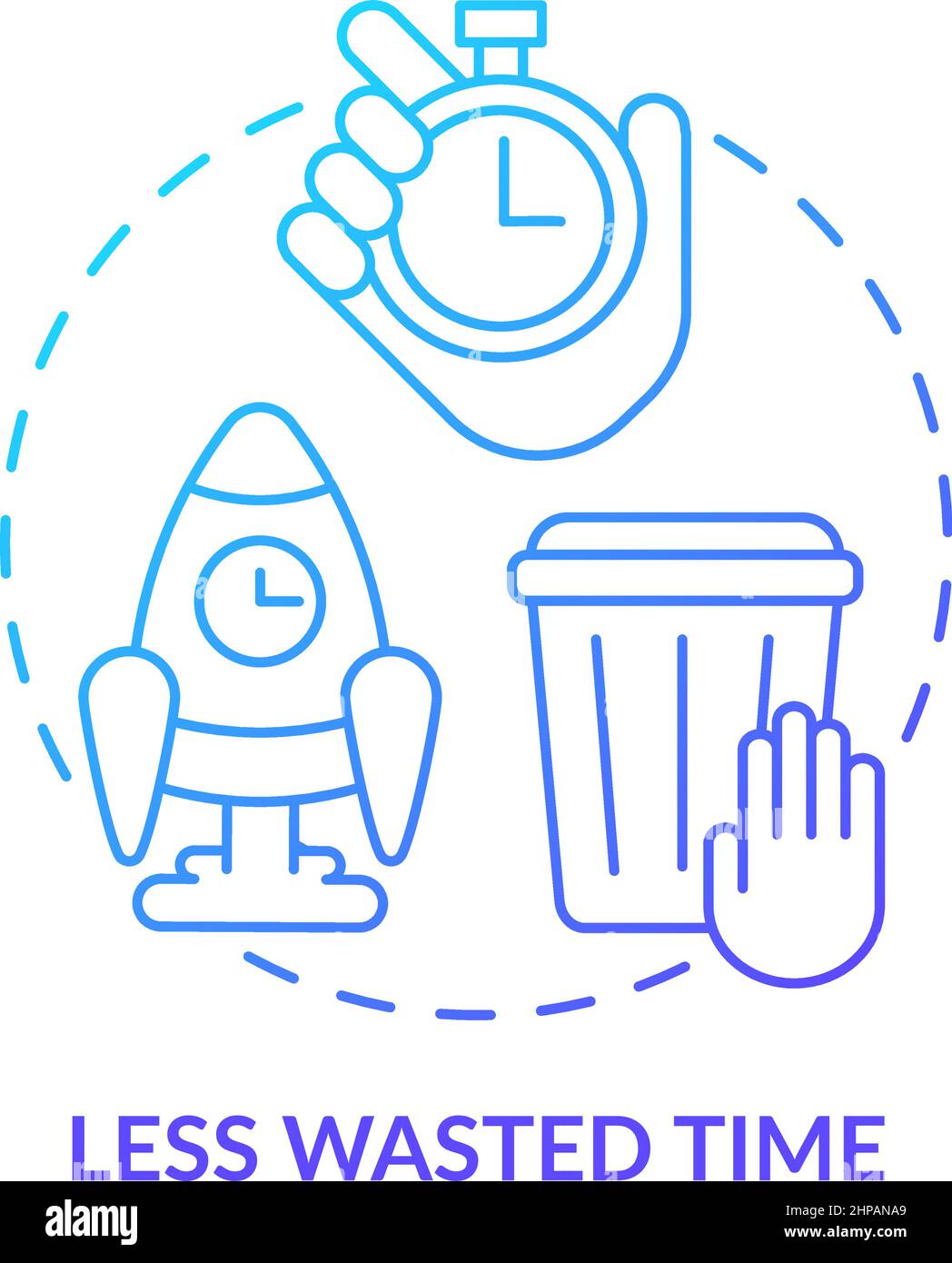 Less wasted time blue gradient concept icon Stock Vector Image & Art ...