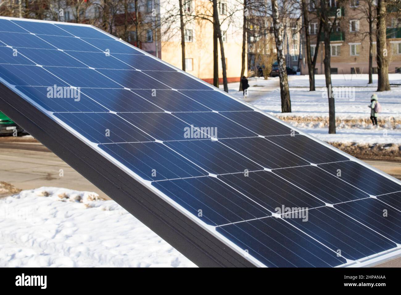 Solar panel on a city street close up Stock Photo - Alamy