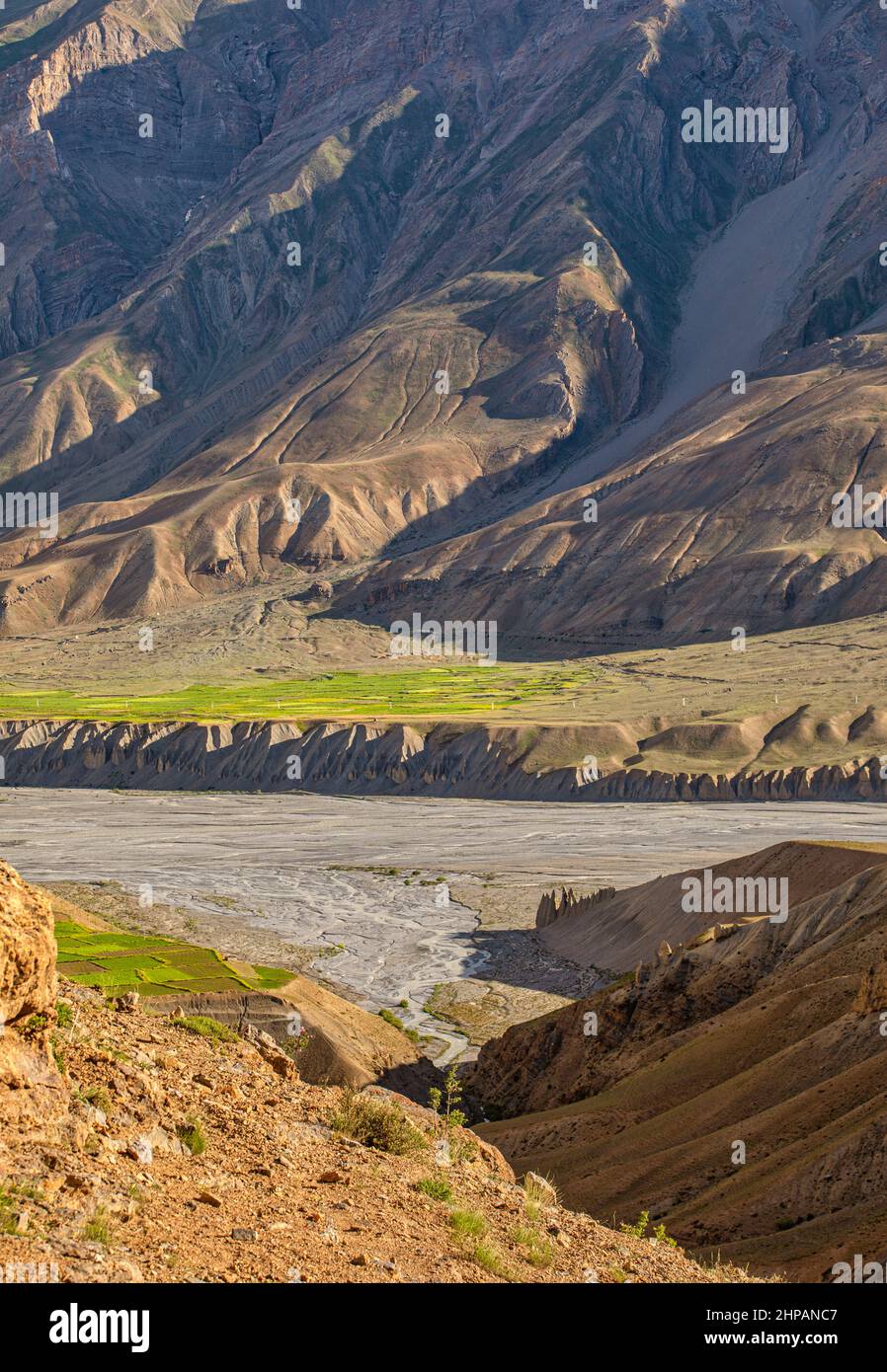 View of Spiti River from Kibber, Spiti Valley, Himachal Pradesh, India ...