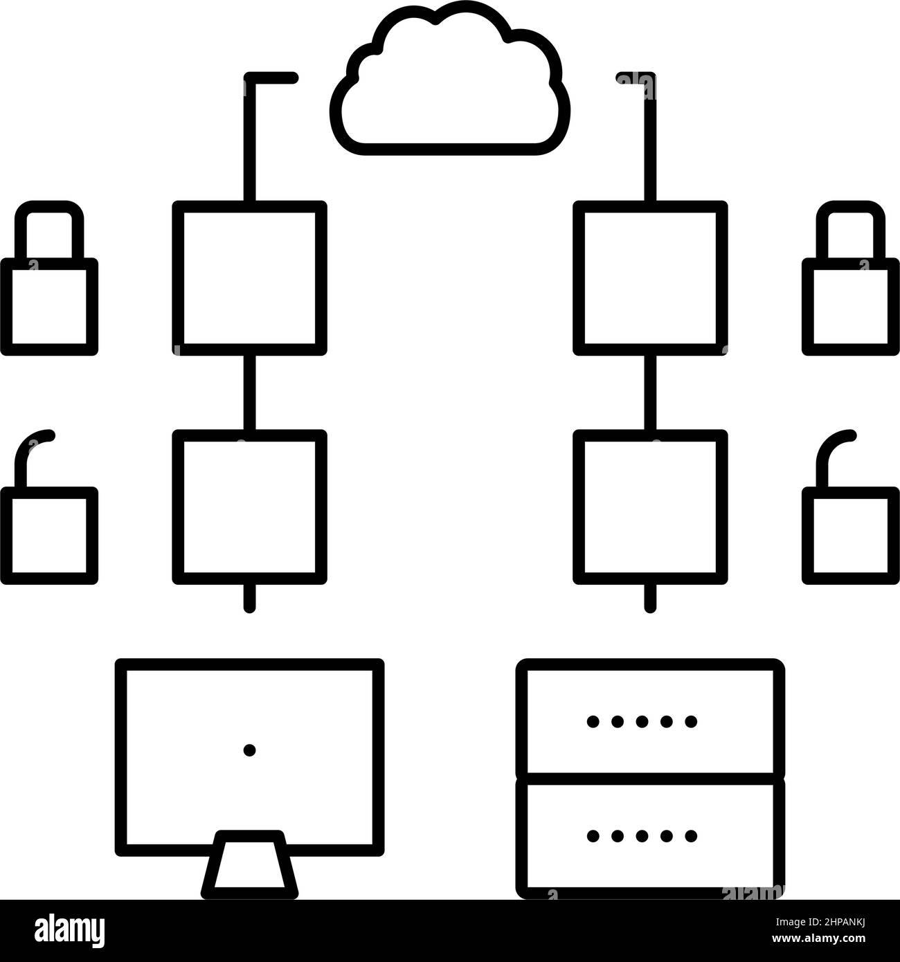 multi-stage encryption line icon vector illustration sign Stock Vector ...