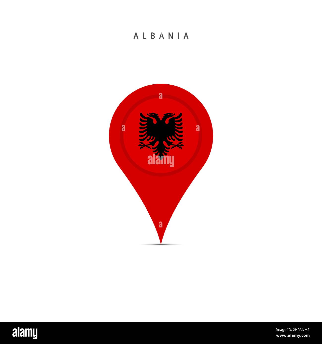 Teardrop map marker with flag of Albania. Albanian flag inserted in the ...