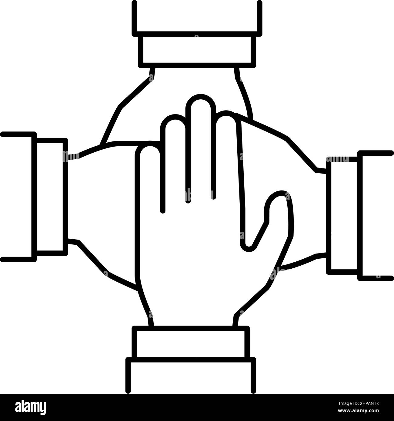 teamwork handshake line icon vector black illustration Stock Vector ...