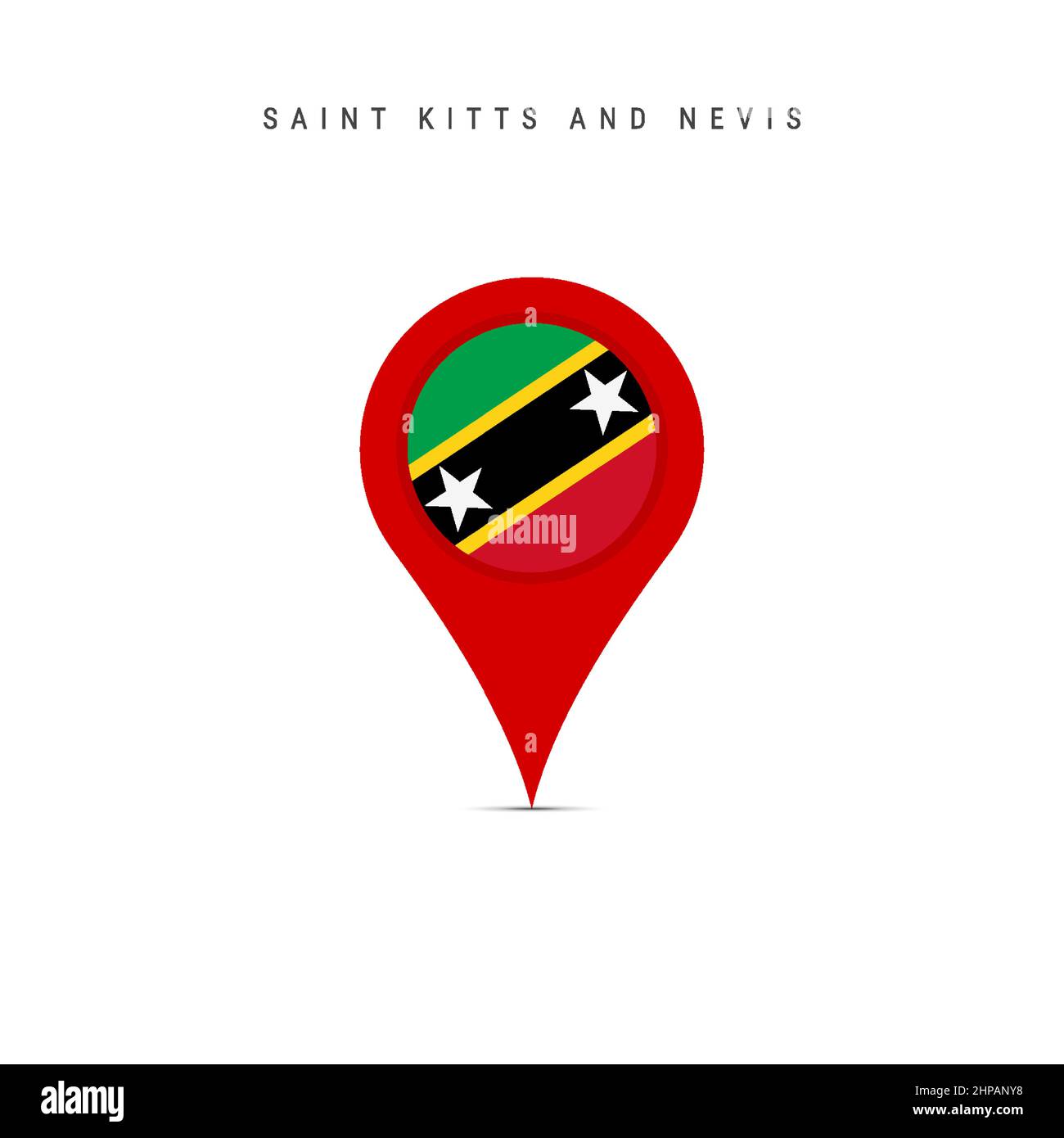 Teardrop map marker with flag of Saint Kitts and Nevis. Saint ...