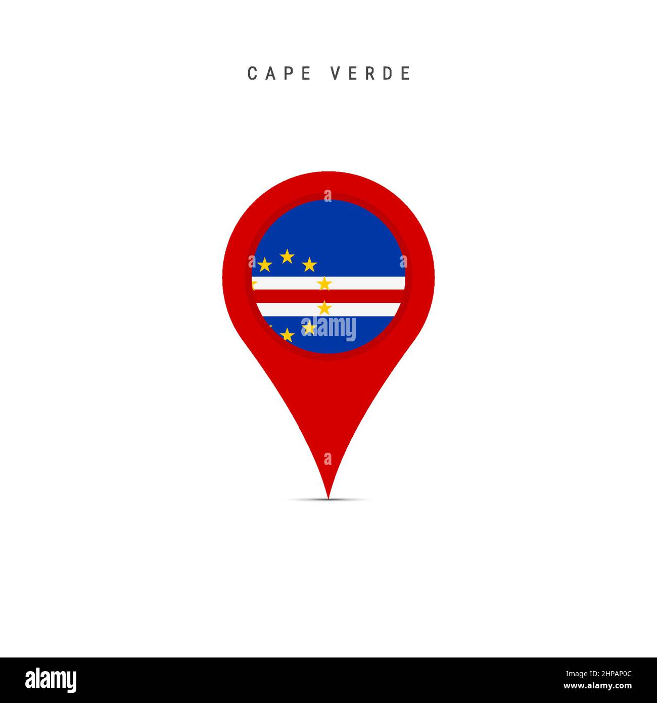 Teardrop map marker with flag of Cape Verde. Cabo Verde flag inserted in the location map pin ...
