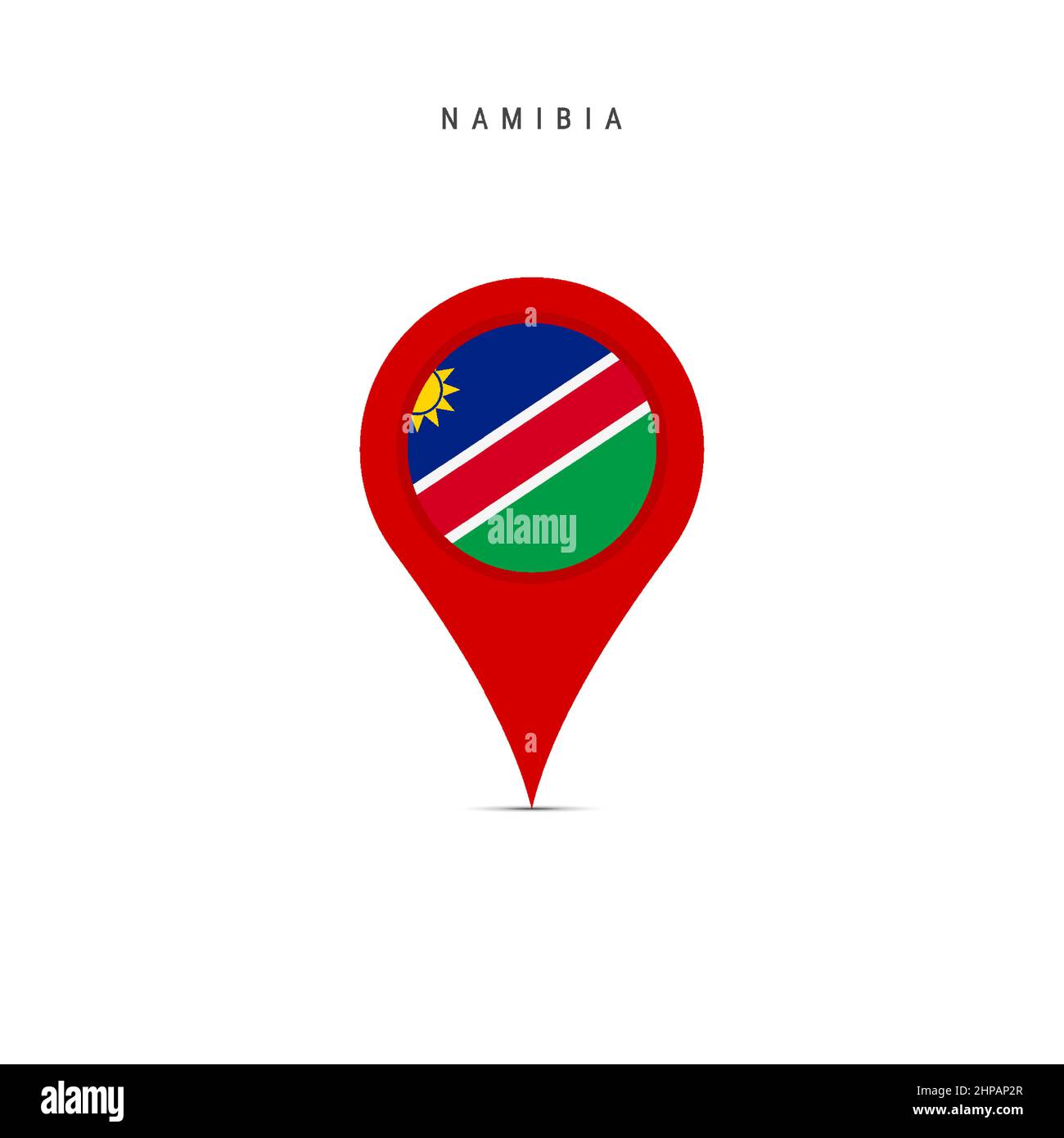 Teardrop map marker with flag of Namibia. Namibian flag inserted in the location map pin. Flat ...