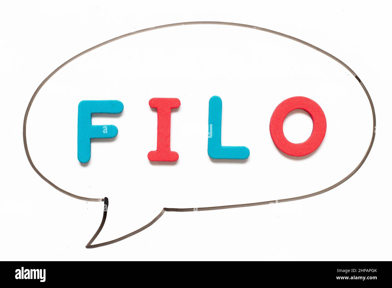 Alphabet letter with word FILO (abbreviation of first in last out) in ...