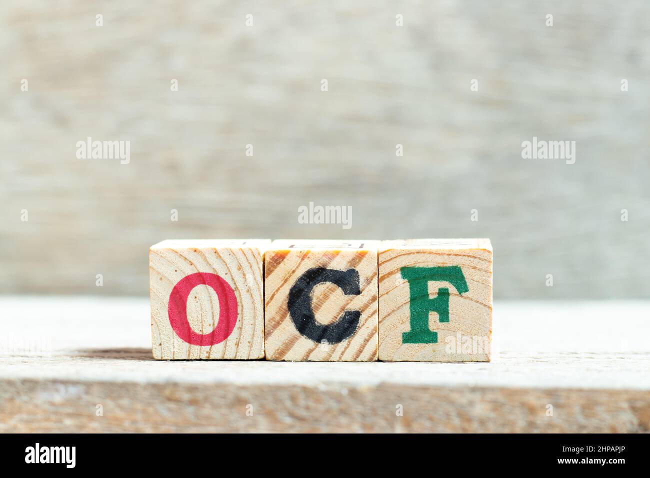 Alphabet letter block in word OCF (Abbreviation of Operating cash flow ...