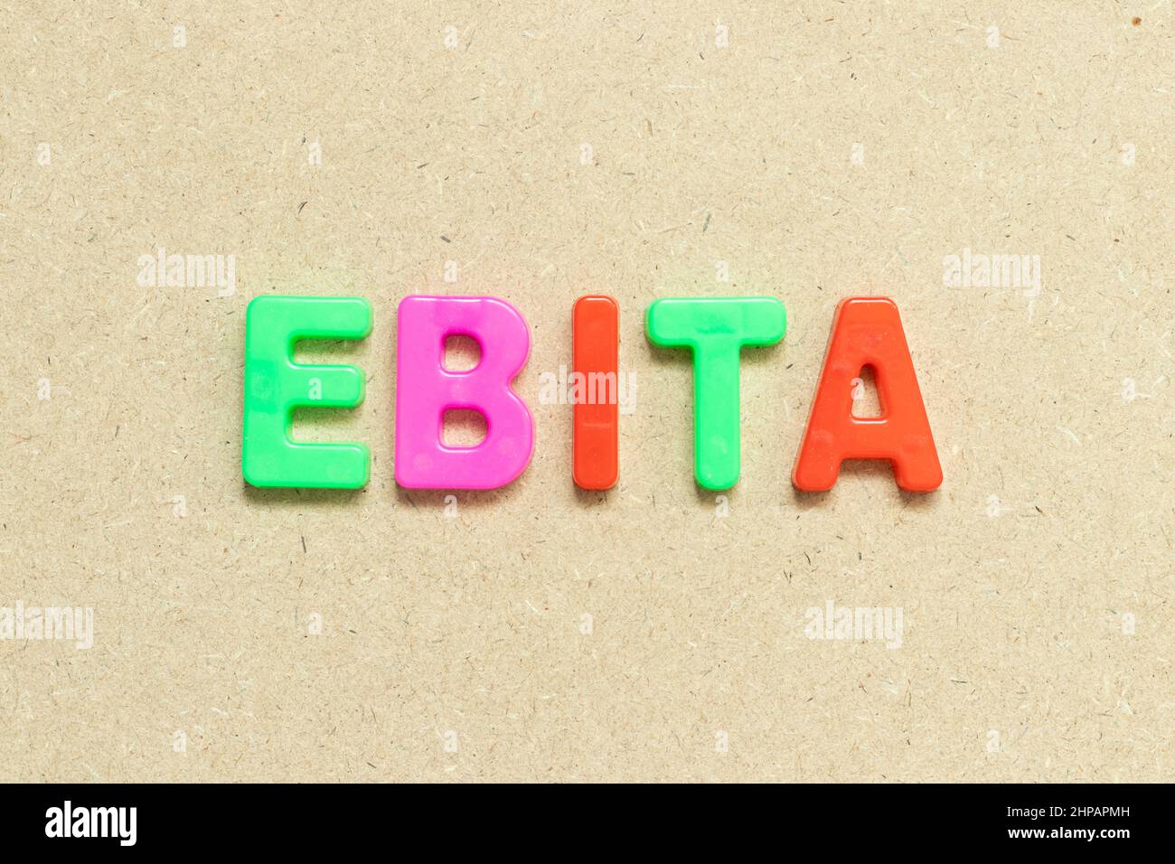 Color alphabet letter with word EBITA (abbreviation of earnings before ...