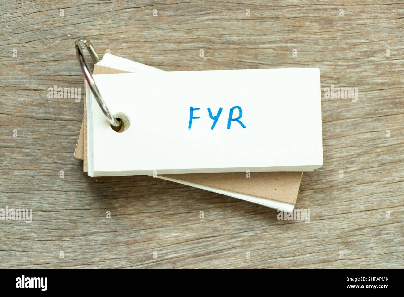 Flash card with handwriting word FYR (abbreviation of for your ...