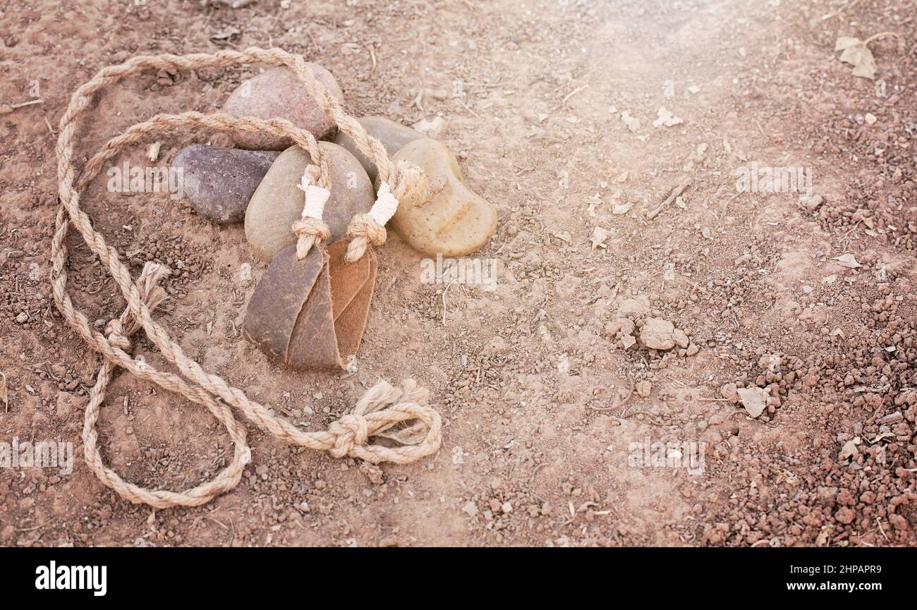 Sling of David with Five Smooth Stones a Story from the Bible Stock ...