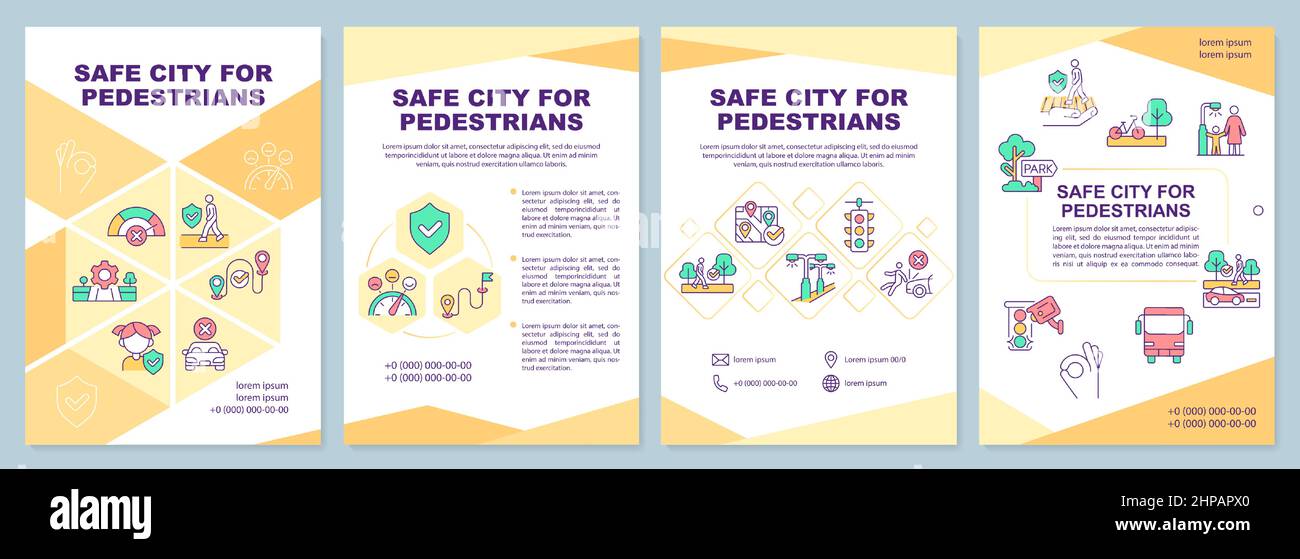 Safe city for pedestrians yellow brochure template Stock Vector Image ...