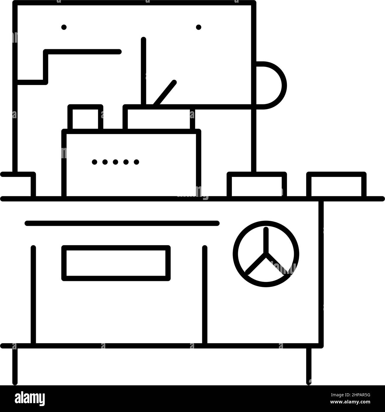 chocolate prepare automatical machine line icon vector illustration ...
