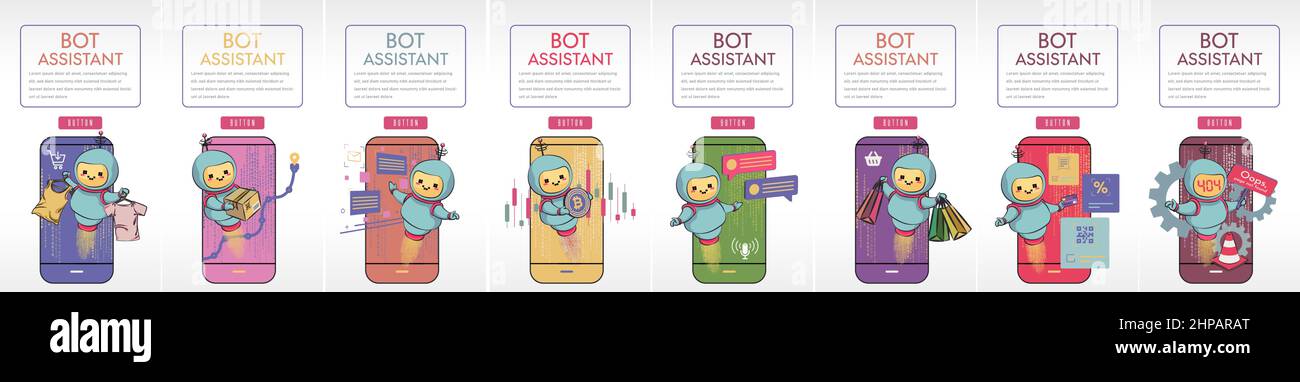 A set of banners for chat bots. Future marketing innovation, artificial ...