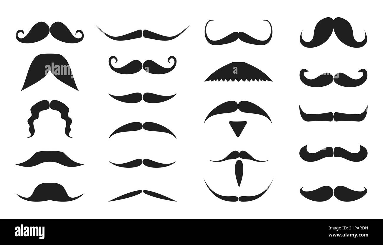 Mustache hipster gentleman mens fashion black silhouette set. Moustache ...