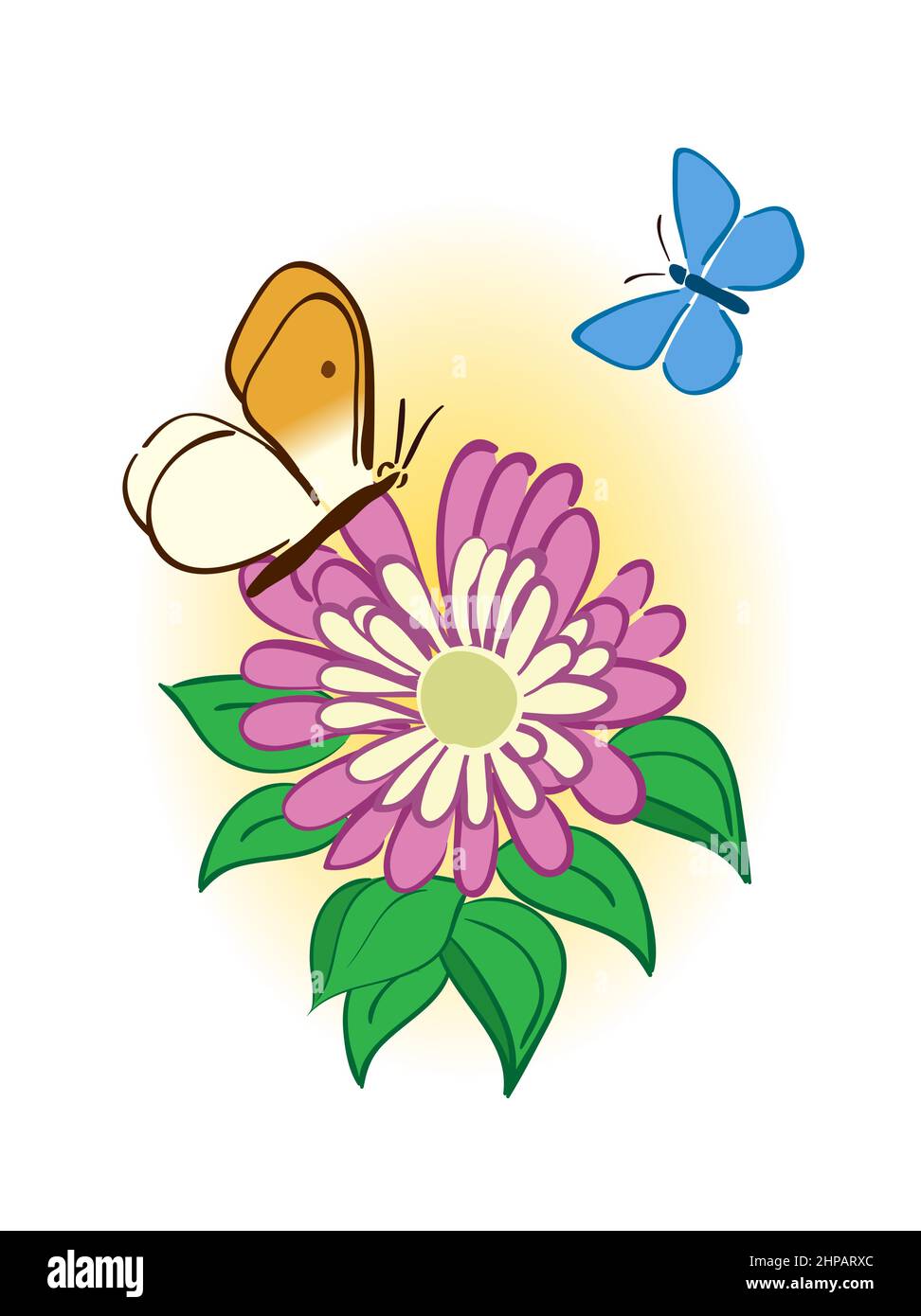 flower with butterflies - vector Stock Vector Image & Art - Alamy