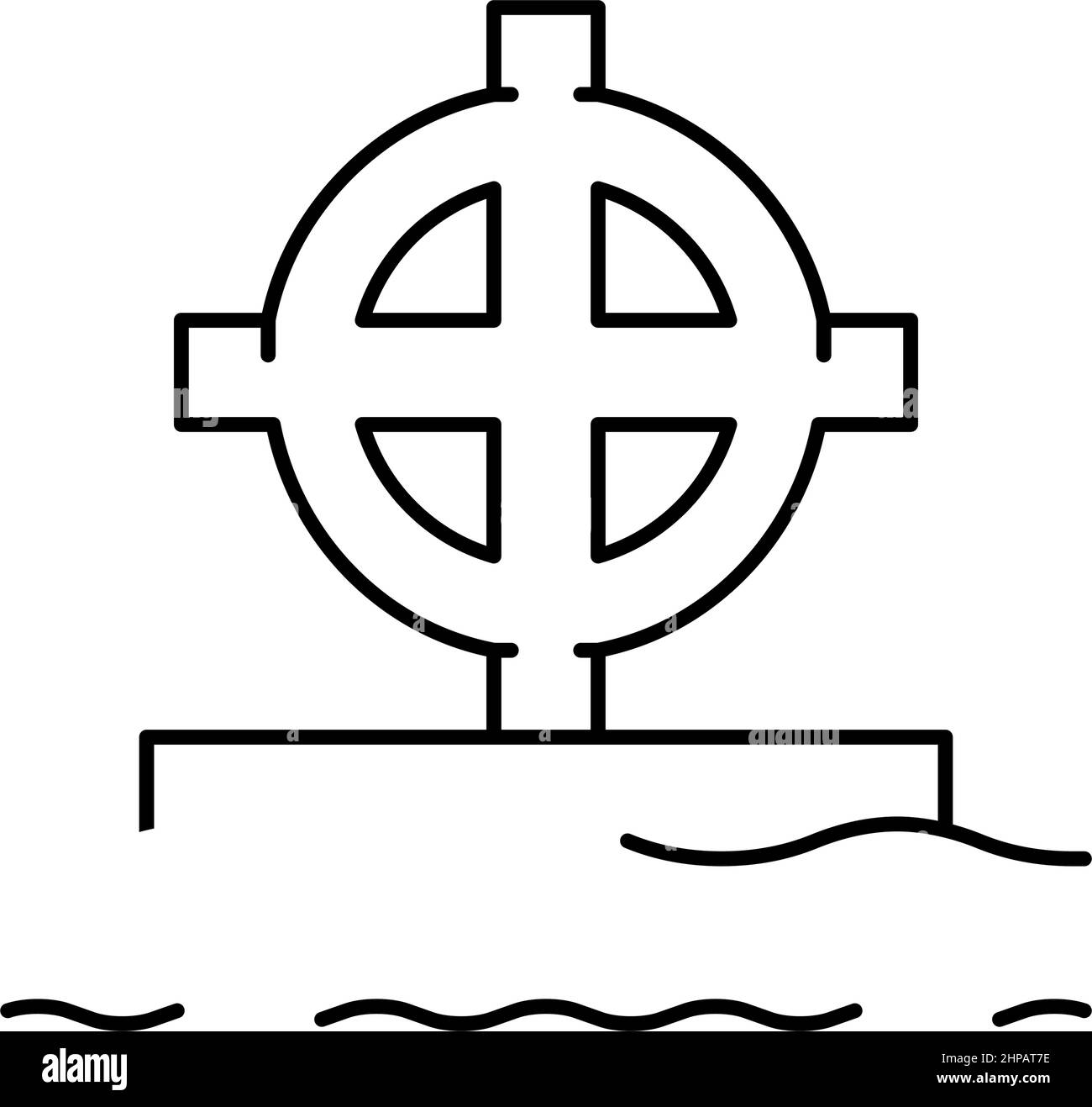 tomb cross line icon vector isolated illustration Stock Vector Image ...
