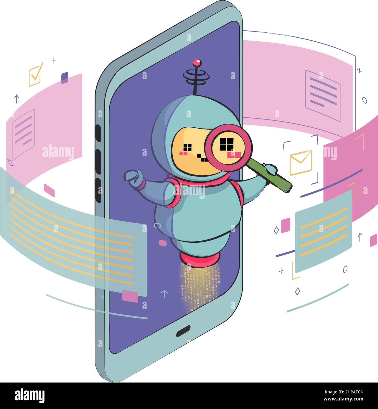 Small flying robot mascot. Service support center. chat bot. Zoom ...