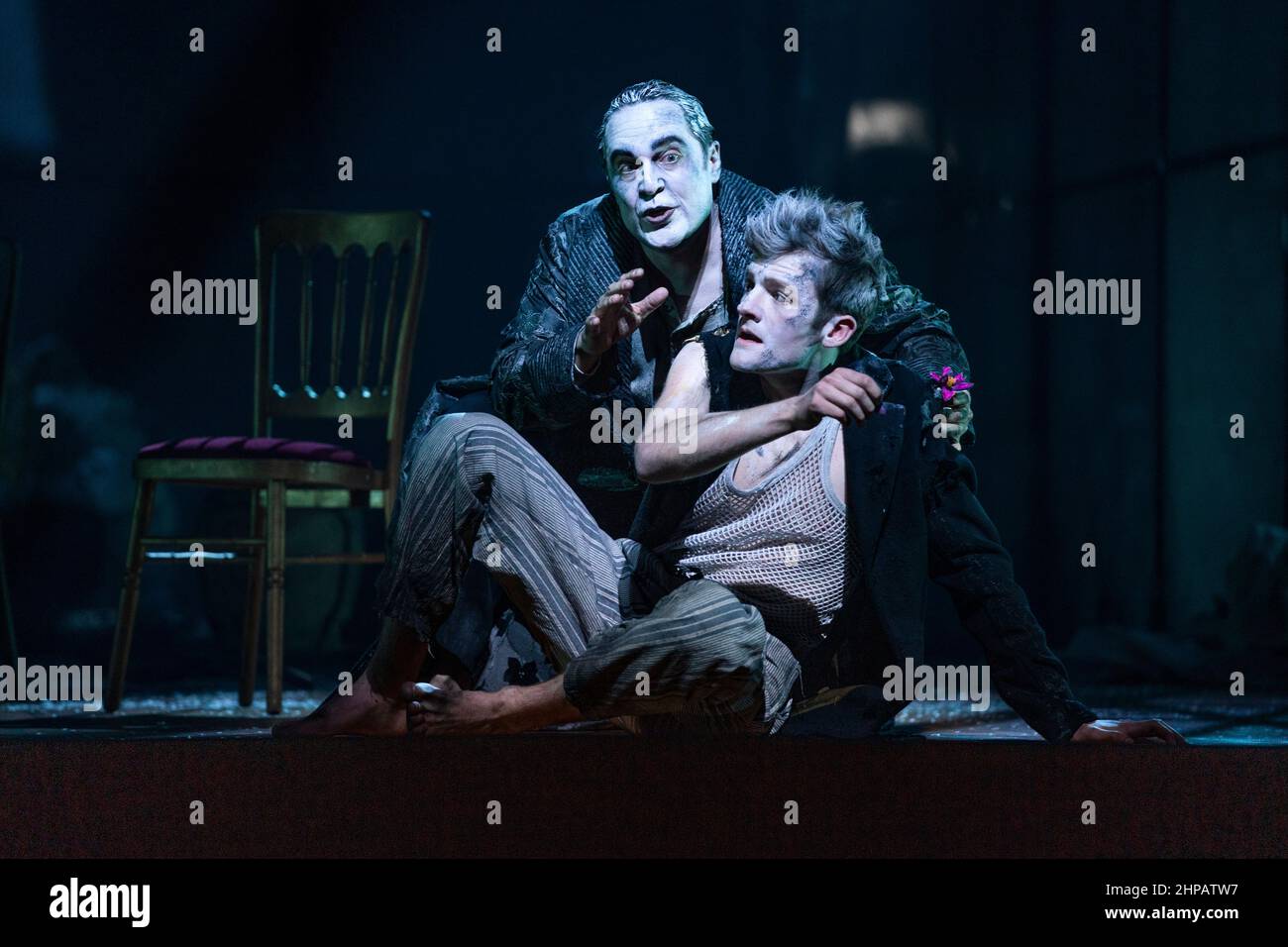 Lawrence Zazzo as Oberon and Michael Guest as Puck perform on stage ...