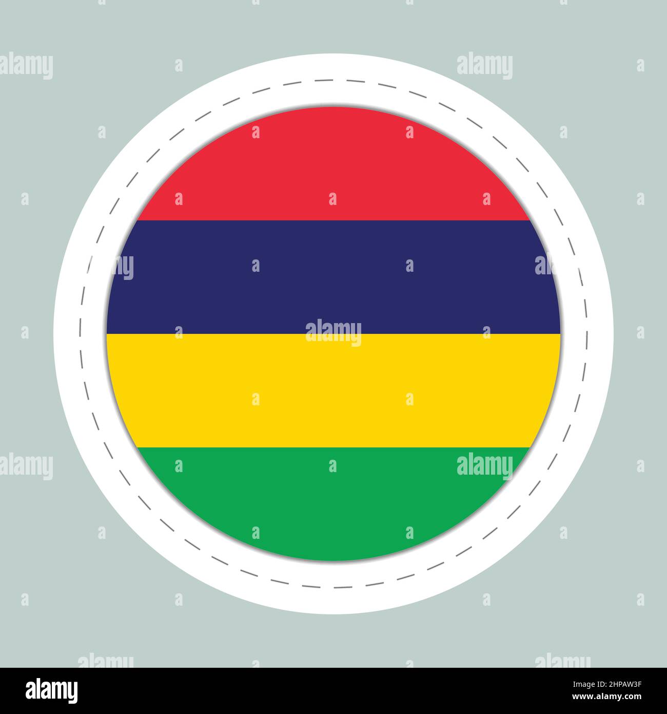 Sticker ball with flag of Mauritius. Round sphere, template icon ...