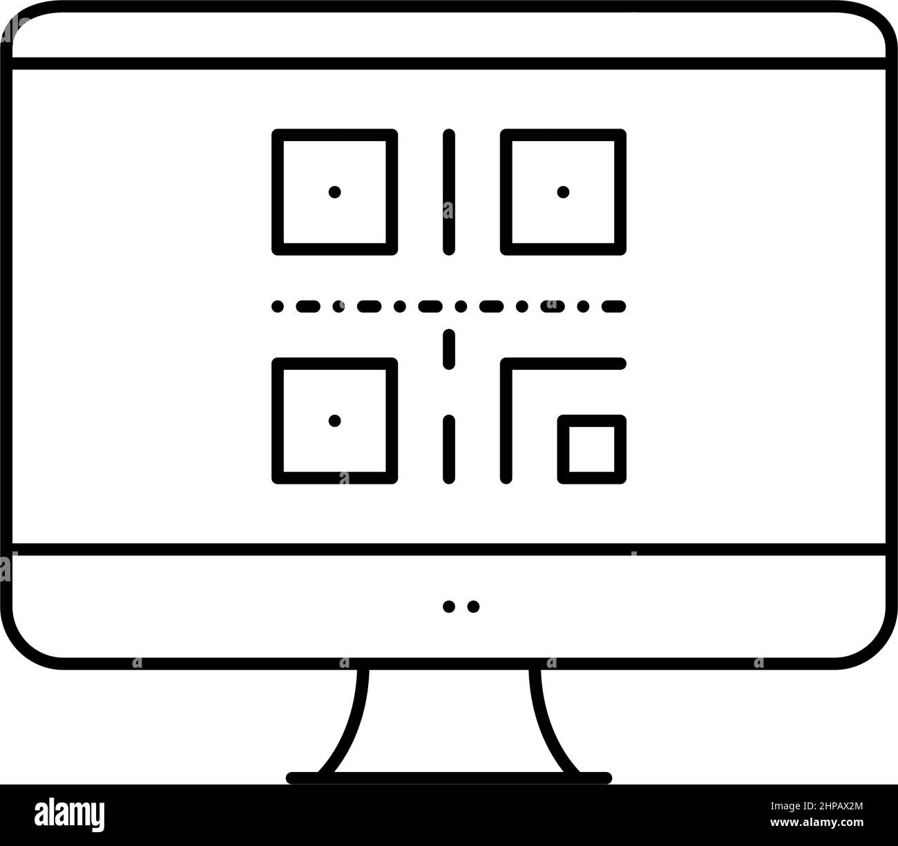 qr code on computer screen line icon vector isolated illustration Stock ...