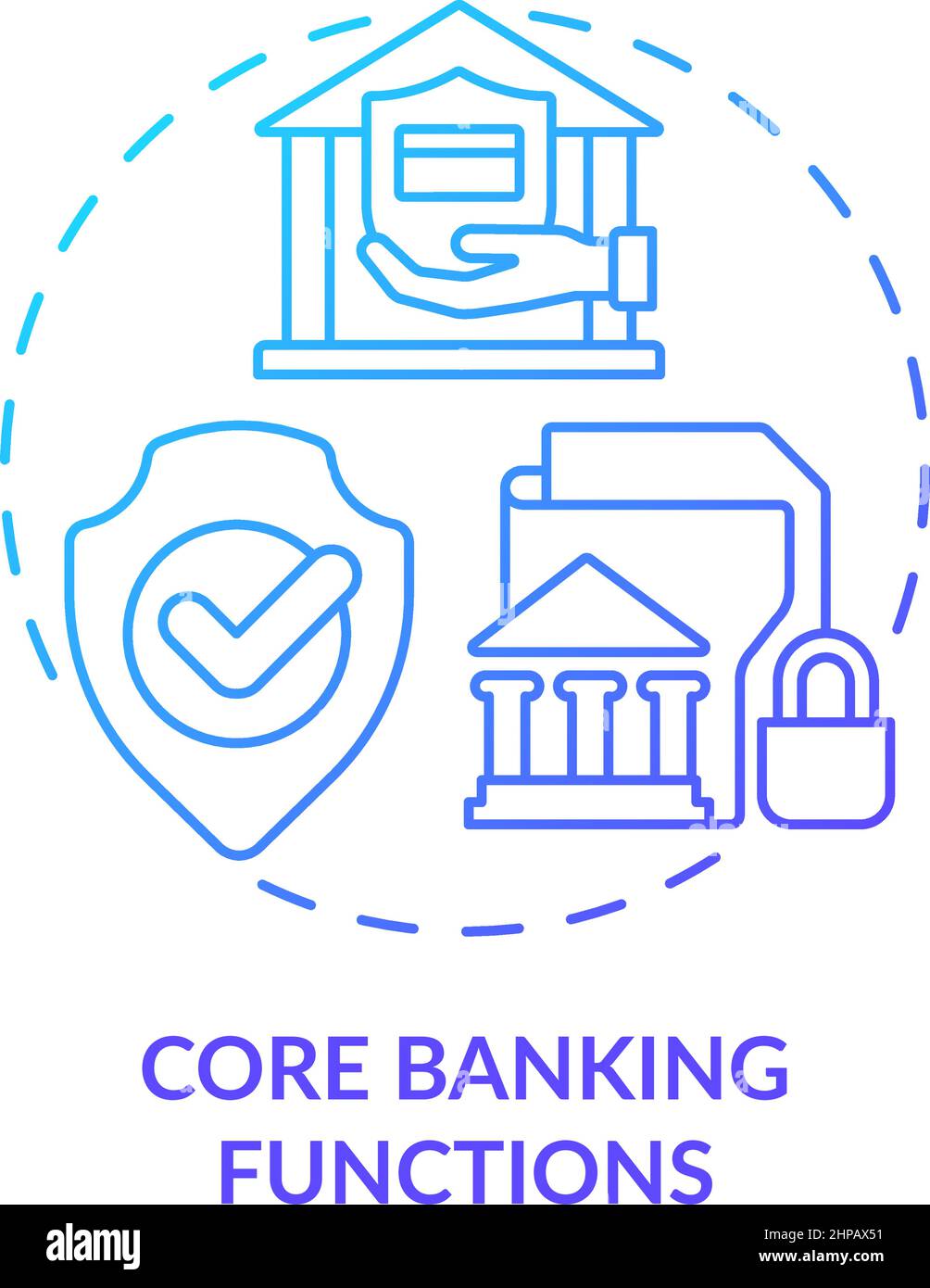 Core banking functions blue gradient concept icon Stock Vector Image ...