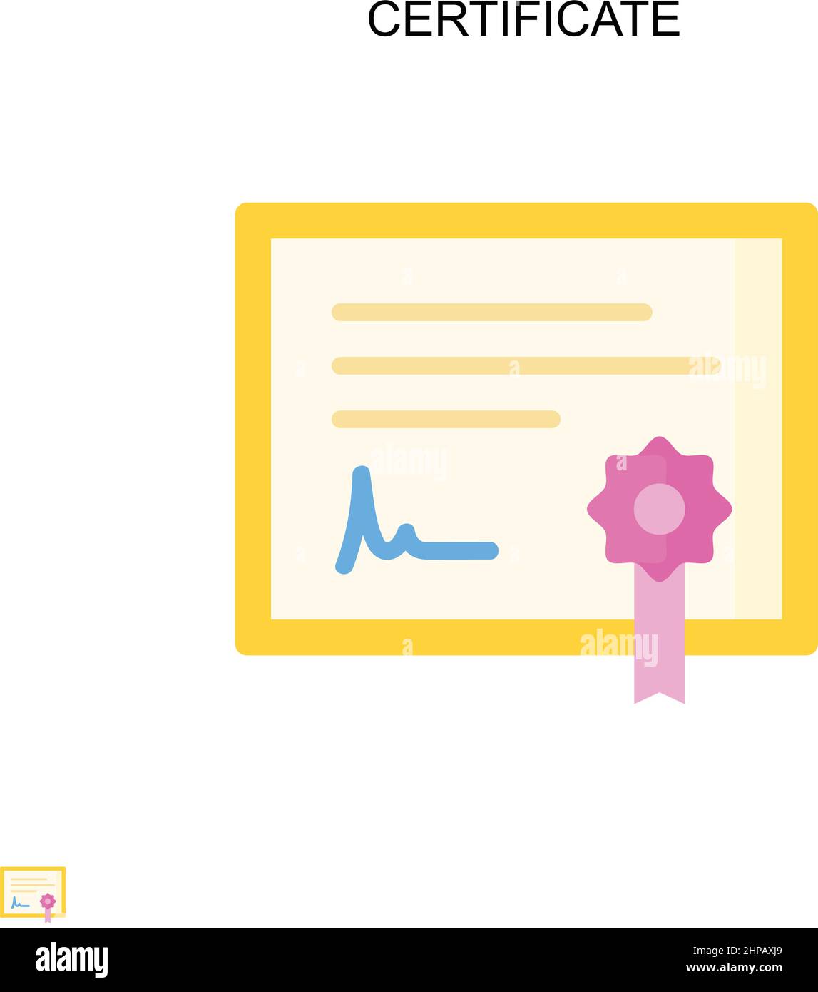 Certificate Simple vector icon. Illustration symbol design template for ...